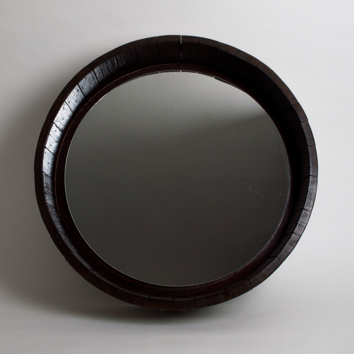 Dark Walnut Inverted Wine Barrel Mirror - Etsy