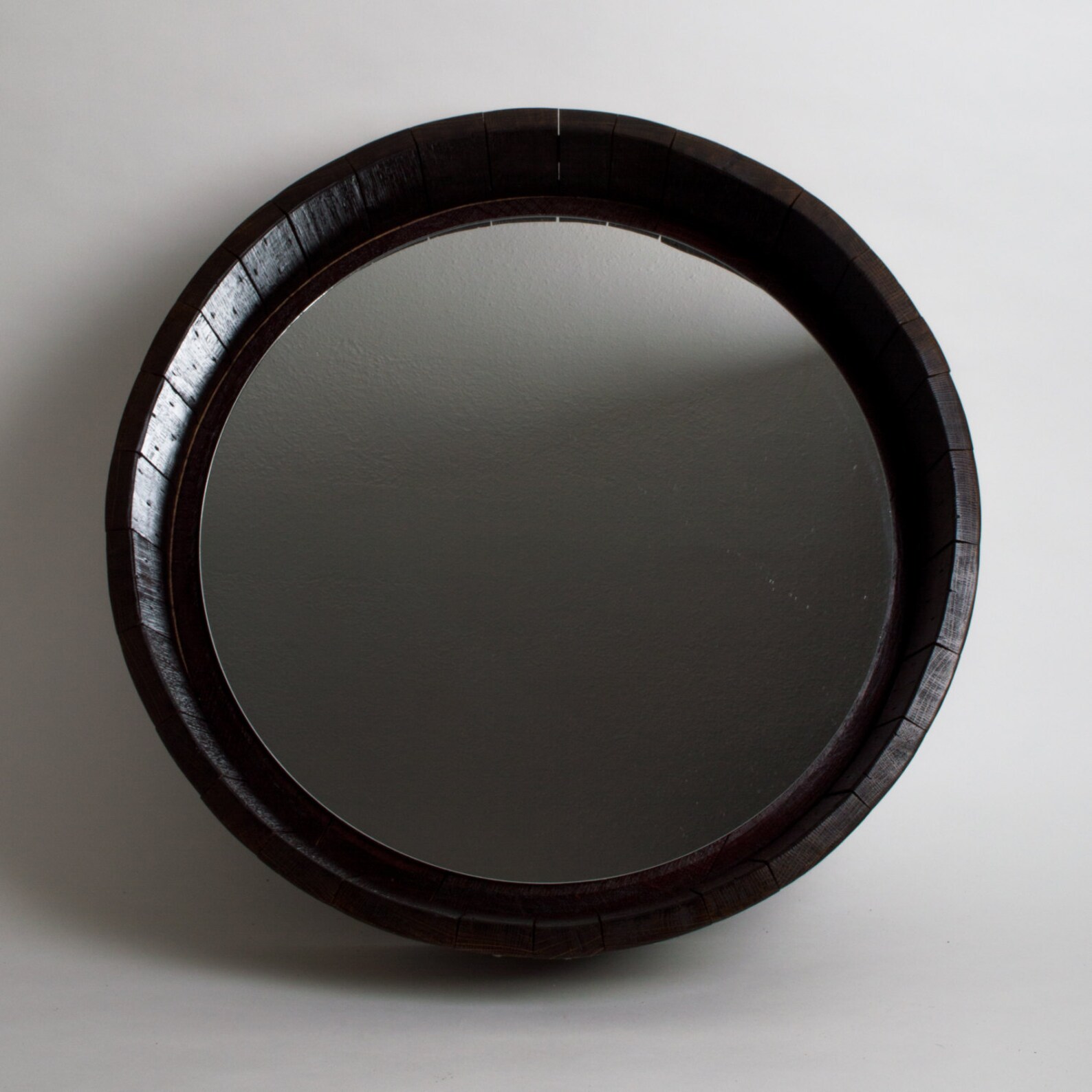Dark Walnut Inverted Wine Barrel Mirror - Etsy