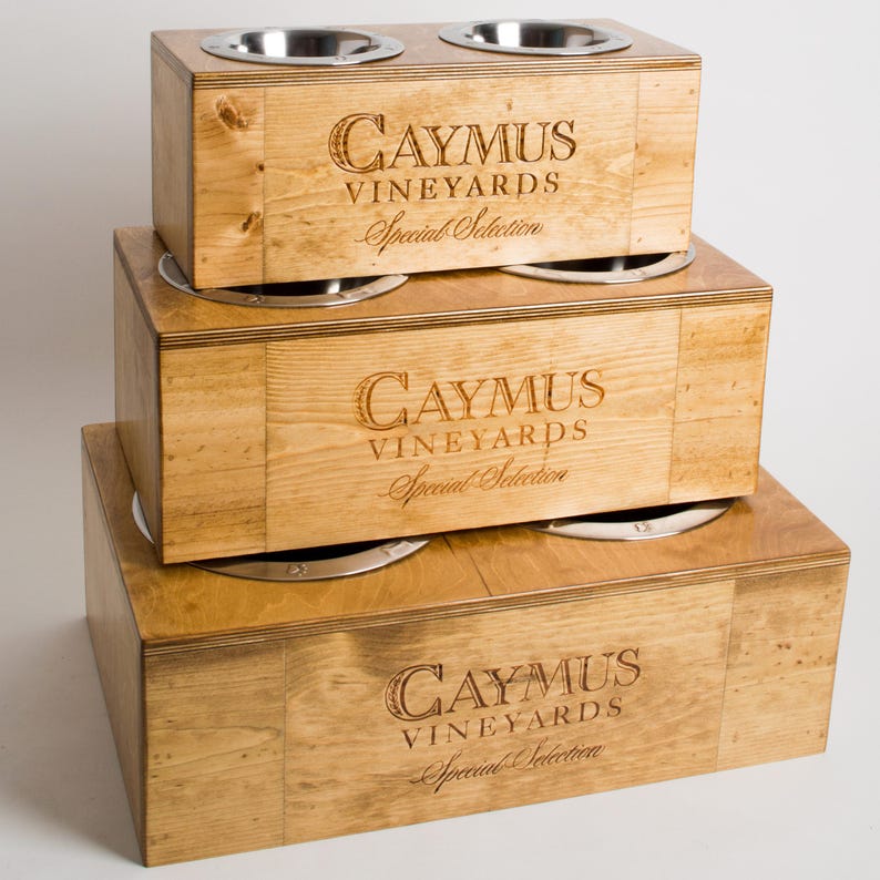 Caymus Wine Crate Dog Feeder, Choice of Size and Finish - Etsy
