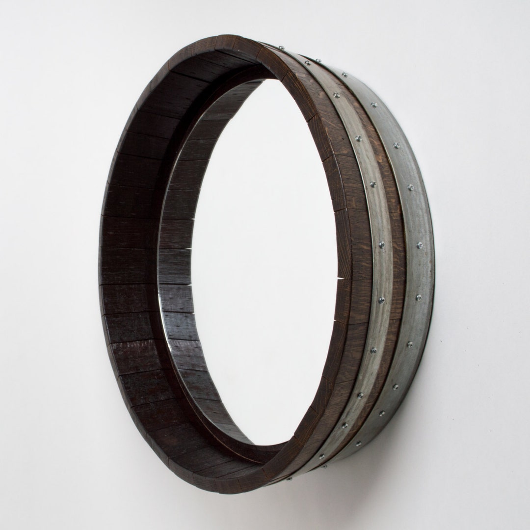 Dark Walnut Inverted Wine Barrel Mirror - Etsy