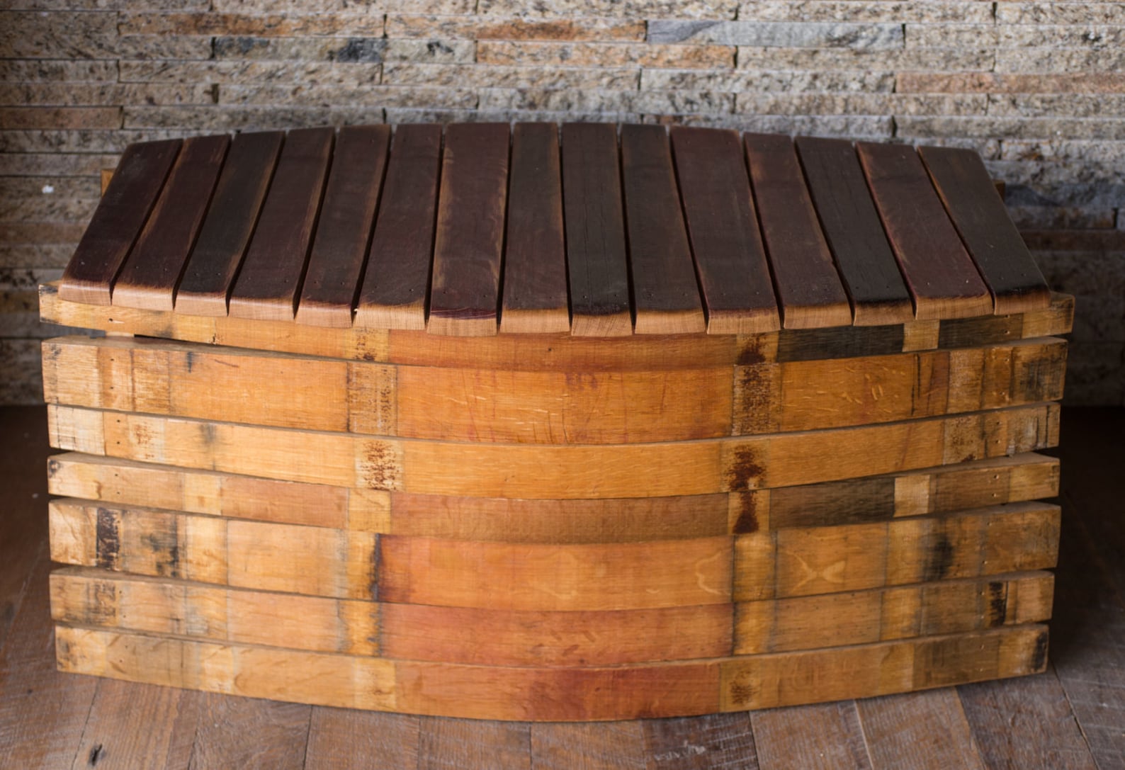 Stave-side Wine Barrel Bench - Etsy