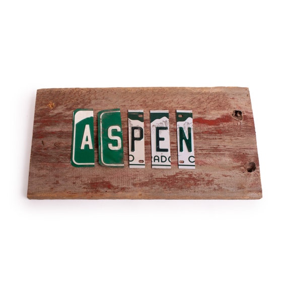 ASPEN License Plate Sign - Etsy