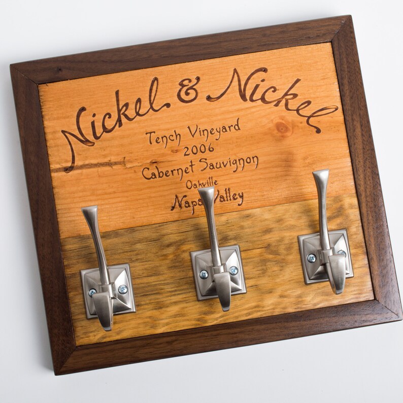 Nickel & Nickel Wine Crate Key Hook, Satin Nickel Hooks - Etsy