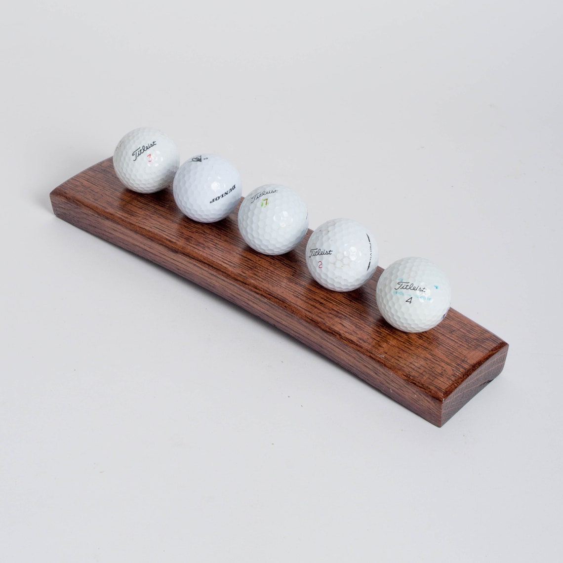 5 Ball Barrel Golf Ball Display, Red Mahogany Finish - Etsy