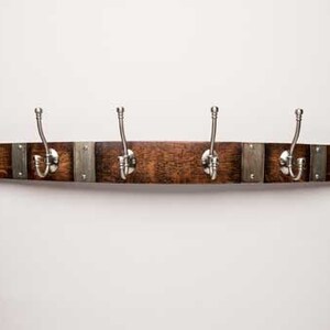 Banded Wine Barrel Coat Rack With Classic Nickel Hooks, Choice of ...