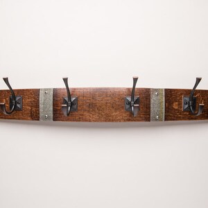 Banded Wine Barrel Coat Rack With Square Oil Rubbed Bronze Hooks ...