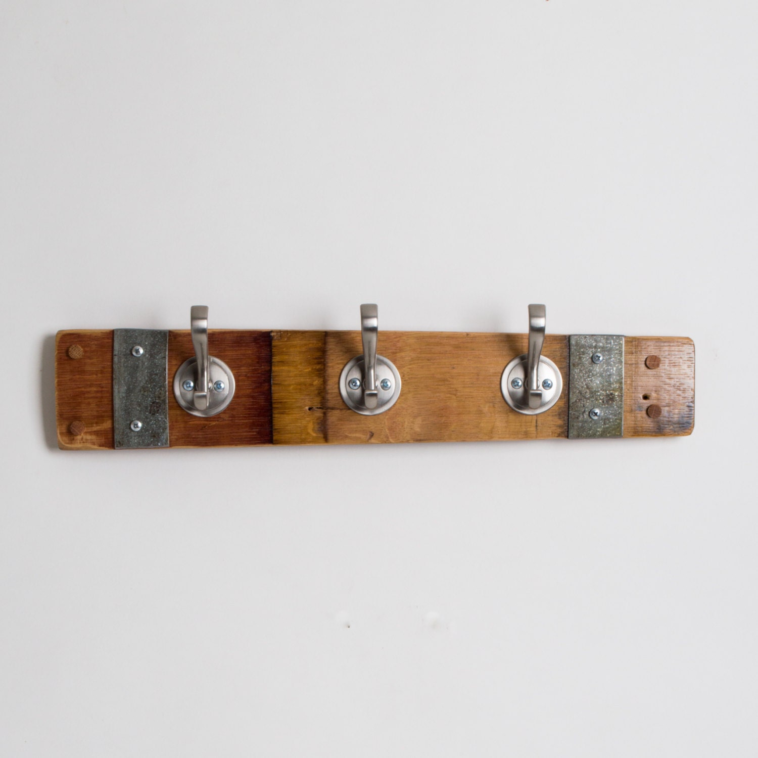 Small Banded Wine Barrel Stave Coat Rack With Round Nickel Hooks ...