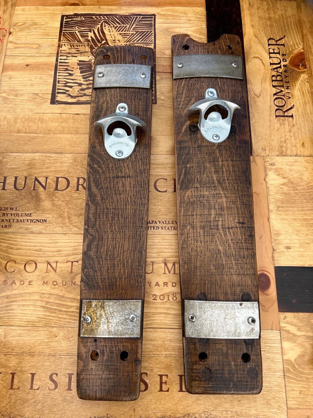 Wine Barrel Bottle Opener With Original Metal Bands - Etsy