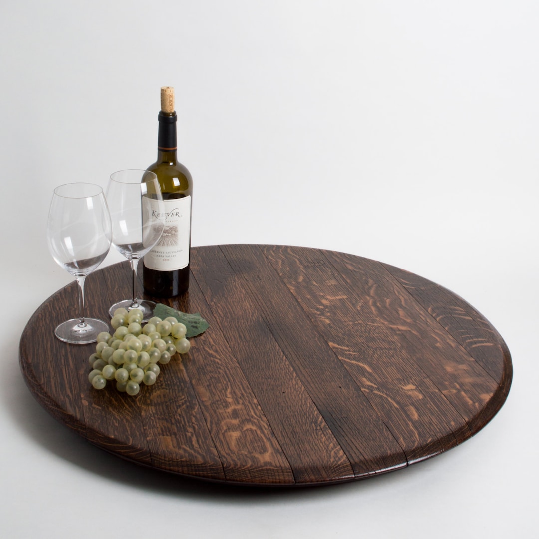 Puncheon Barrel Head Lazy Susan With Cooperage Stamp, Red Mahogany ...