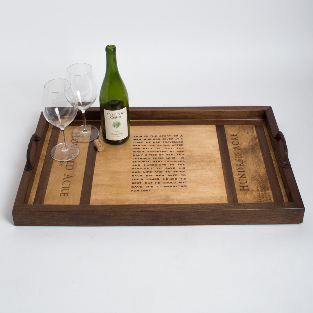 Hundred Acre Wine Crate Tray With Walnut Inlay and Twisted Handles - Etsy