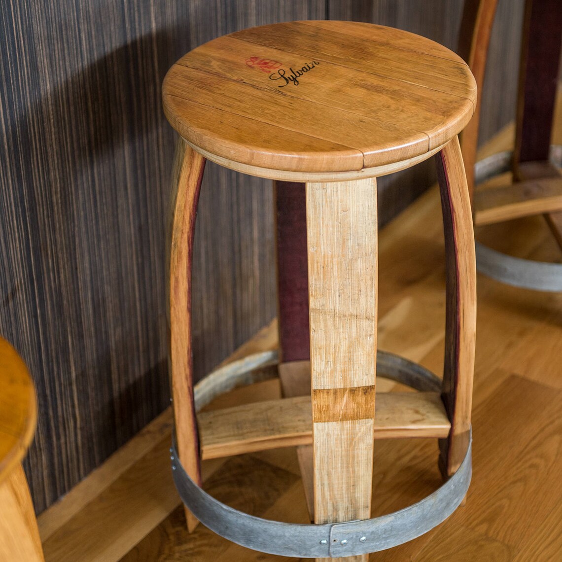 Wine Barrel Counter Stool Natural Finish | Etsy