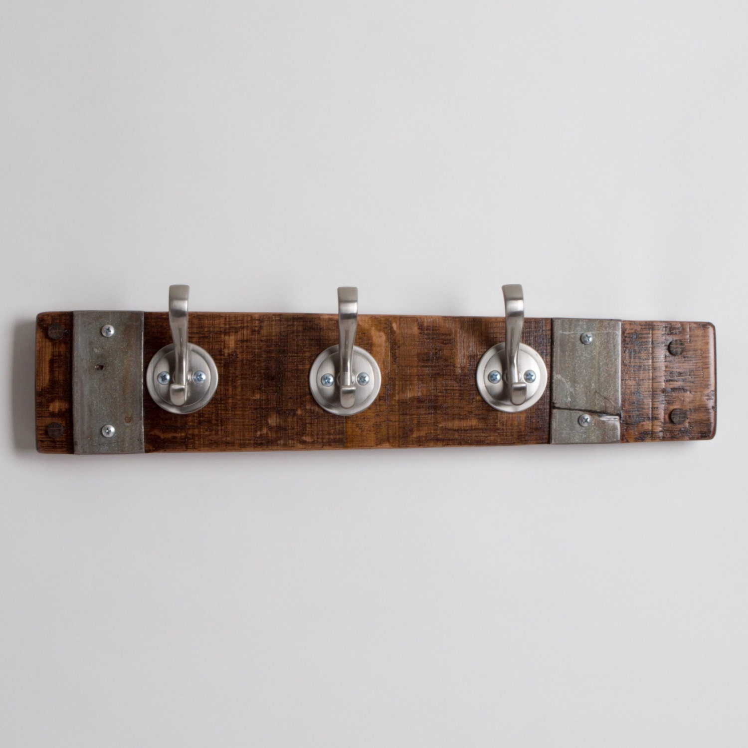 Small Banded Wine Barrel Stave Coat Rack With Round Nickel Hooks ...