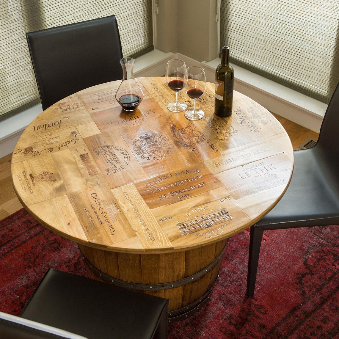 Wine Crate Game Table With Barrel Base | Etsy
