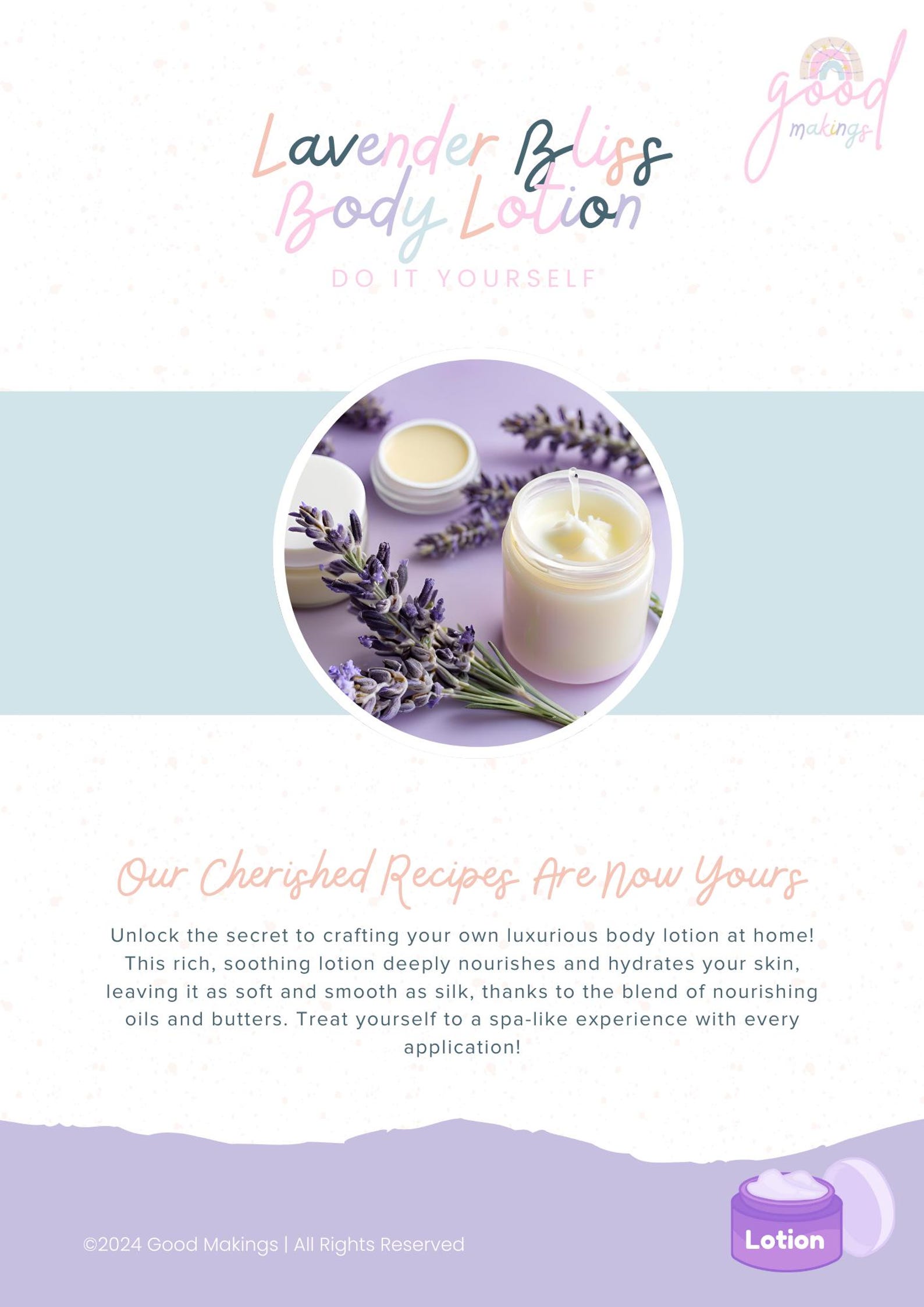 DIY Body Lotion Recipe - Make Your Own Lavender Bliss Body Lotion: Easy ...