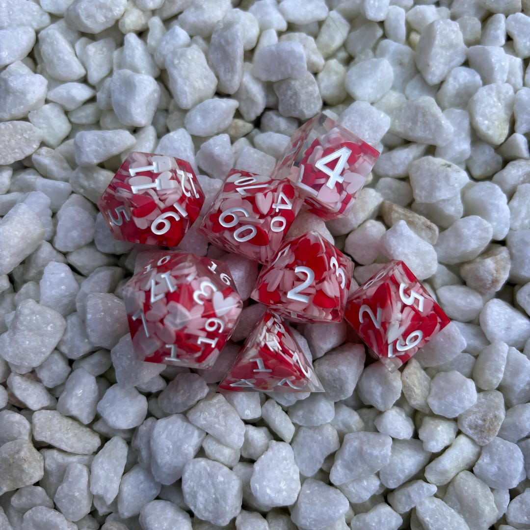 Red Heart Dice, White Heart Dice, Love Heart Dice, Resin Heart Dice ...