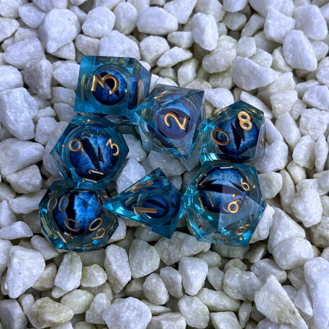 Light Blue Dragon Eye Liquid Core Dnd Dice for Role Playing Games ...