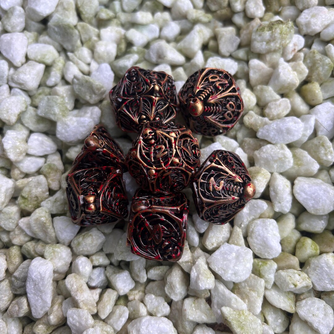 Bronze Skull Dice, Blood Stained Dice, Bronze Blood Dice, Skull Blood Dice, Bloodstained RPG ...