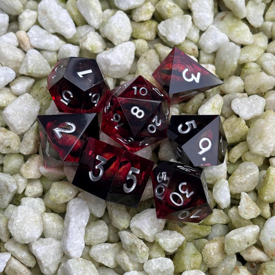Dragon Eye Dice, Black and Red Dice, Liquid Core Dice, Resin Dice Set ...