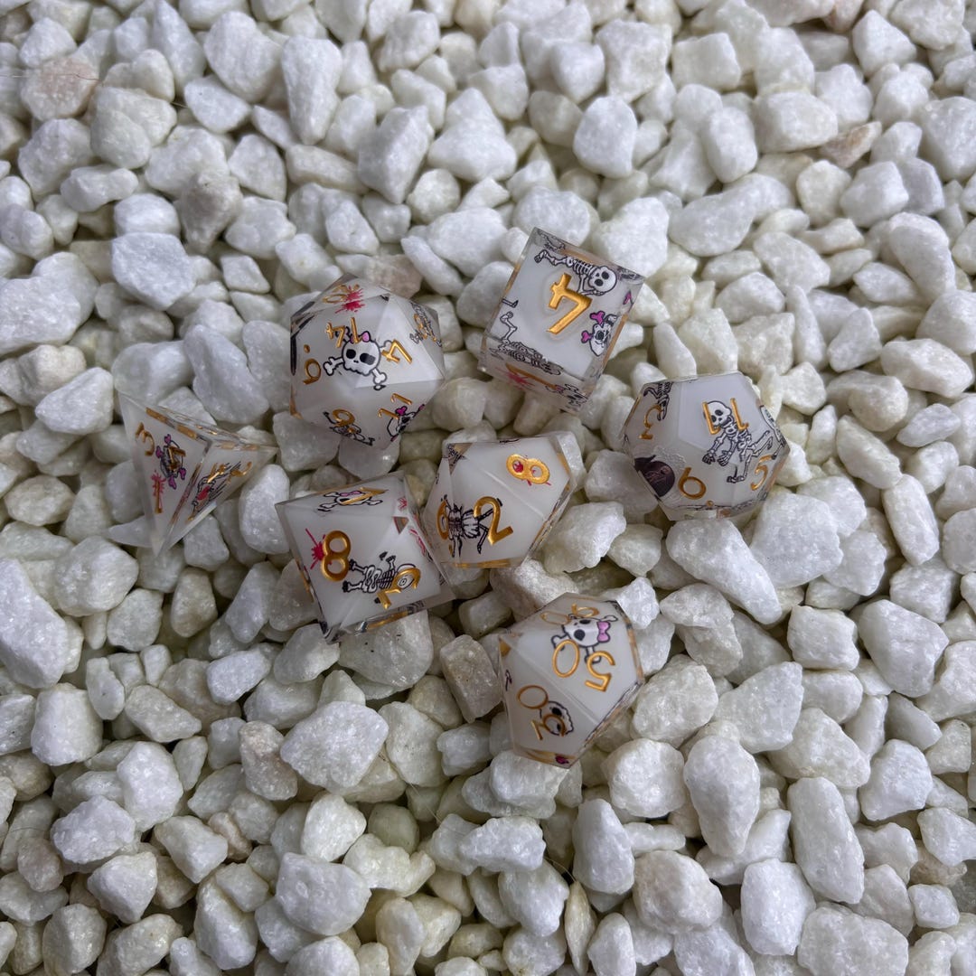 White Pirate Dice, Resin Dice Set, Pirate-themed Resin, Dice Collection ...