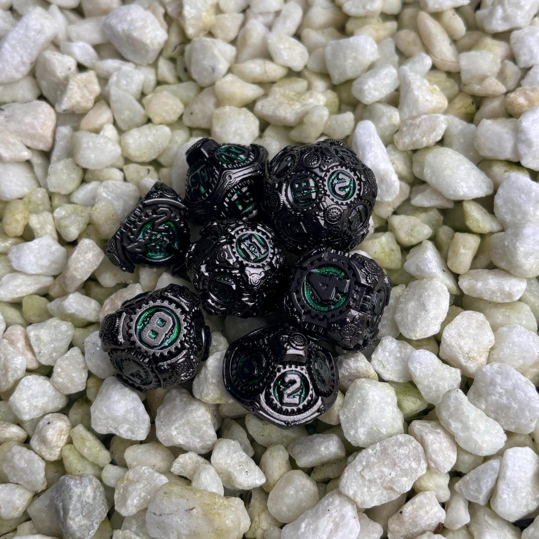 Gear Dice, Green Dice, Black Dice, Steampunk Dice, Mechanical Set ...