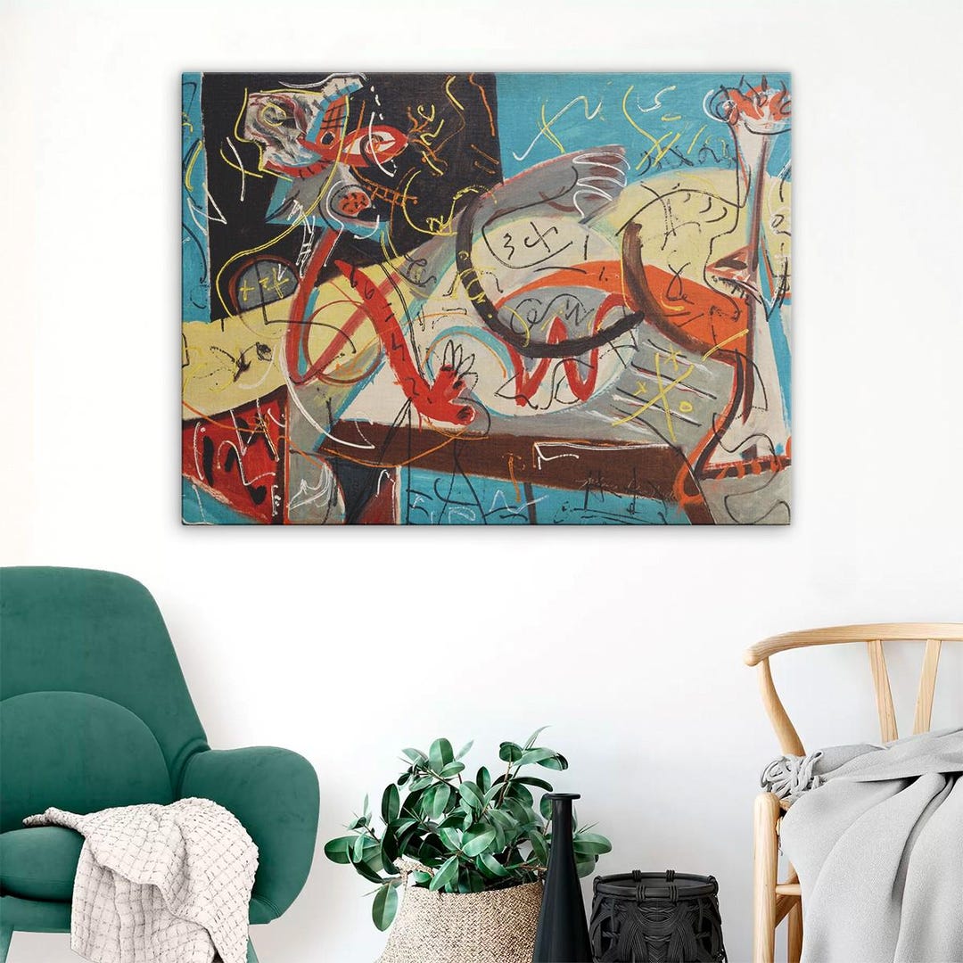 Jackson Pollock Stenographic Figure Canvas, Art Poster, Reproduction ...