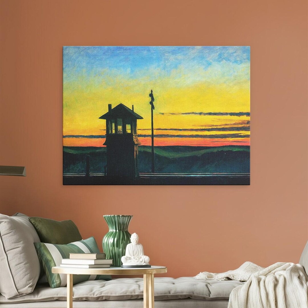 Edward Hopper Railroad Sunset Canvas, Art Poster, Reproduction Wall Art ...