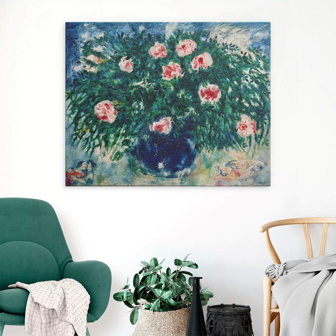 Marc Chagall Vase With Roses Canvas, Art Poster, Reproduction Wall Art ...