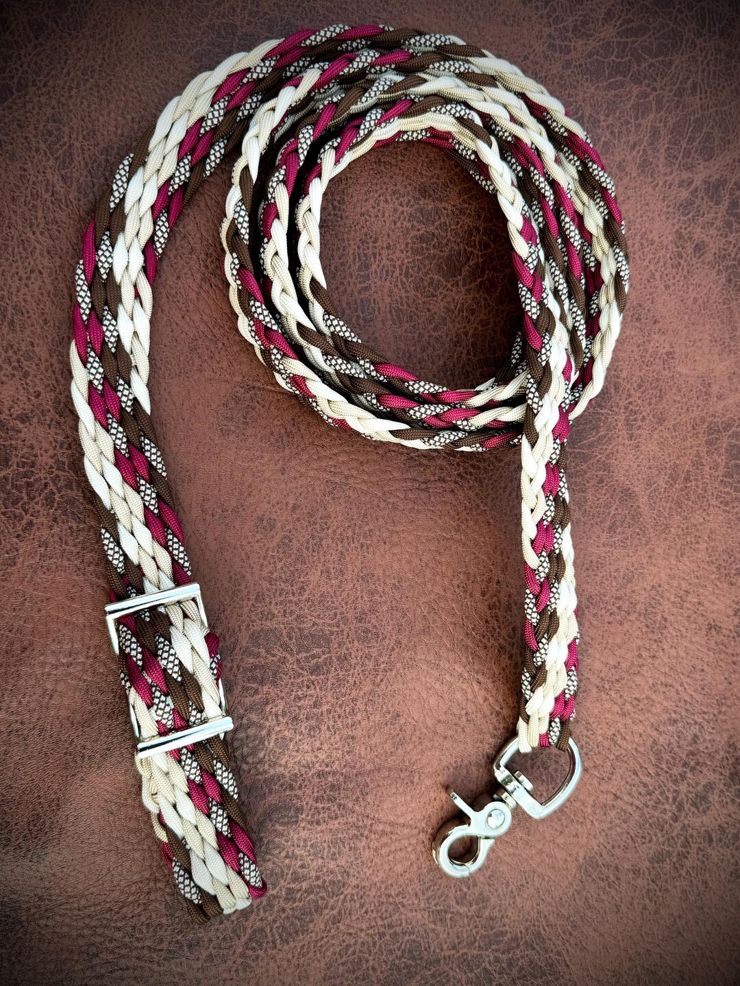 Custom Handmade Flat Barrel Reins Beautiful Burgundy, Chocolate and Tan ...