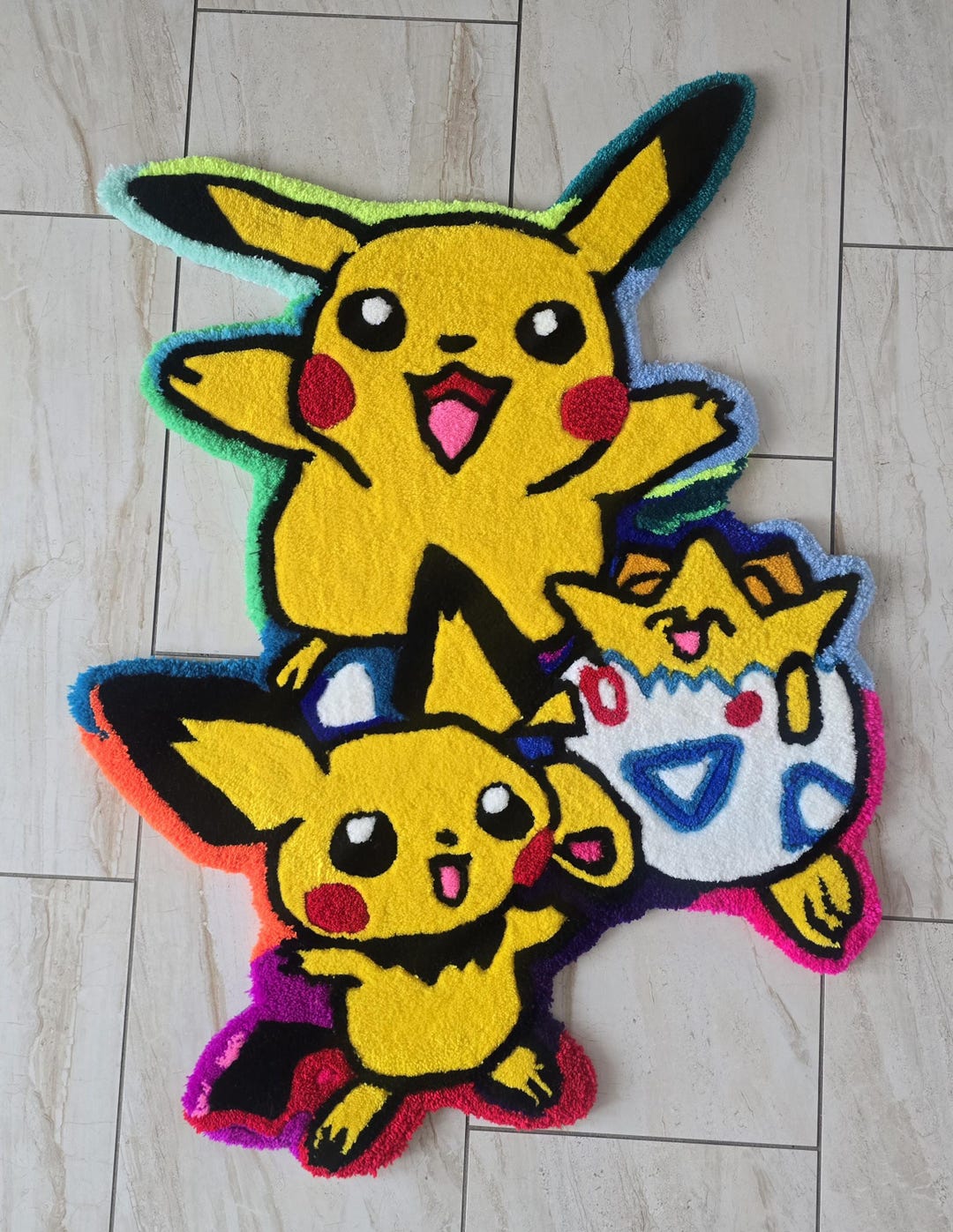Custom Handmade Pikachu Tufted Rug, Handmade Tufted Rug, Anime Tufted ...