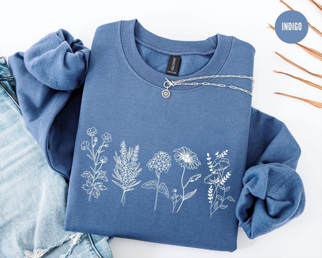 Wildflowers Sweatshirt, Flower Crewneck Sweatshirt, Floral Sweatshirt ...