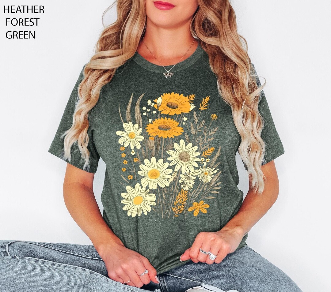 Floral Cottagecore Shirt, Spring Flowers Shirt, Botanical Shirt, Summer ...