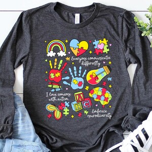 Everyone Communicates Differently Autism Sweatshirt, Autism Awareness ...