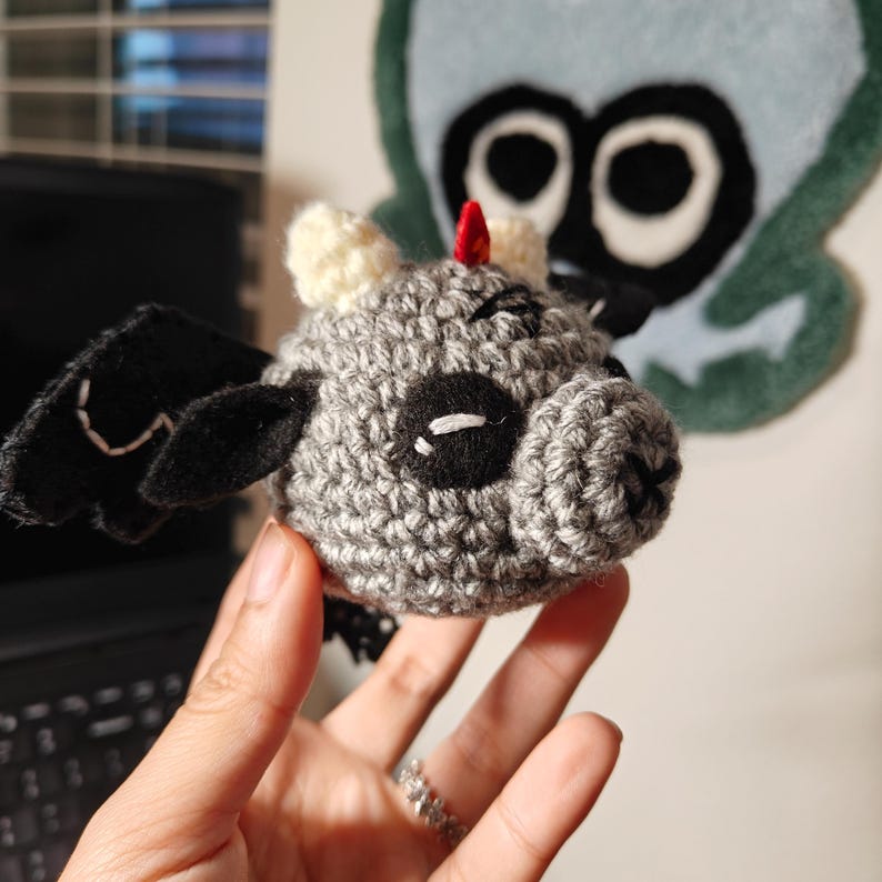 Chibi Gray Baphomet Goat Keychain | Cute Amigurumi Crochet Baphomet ...