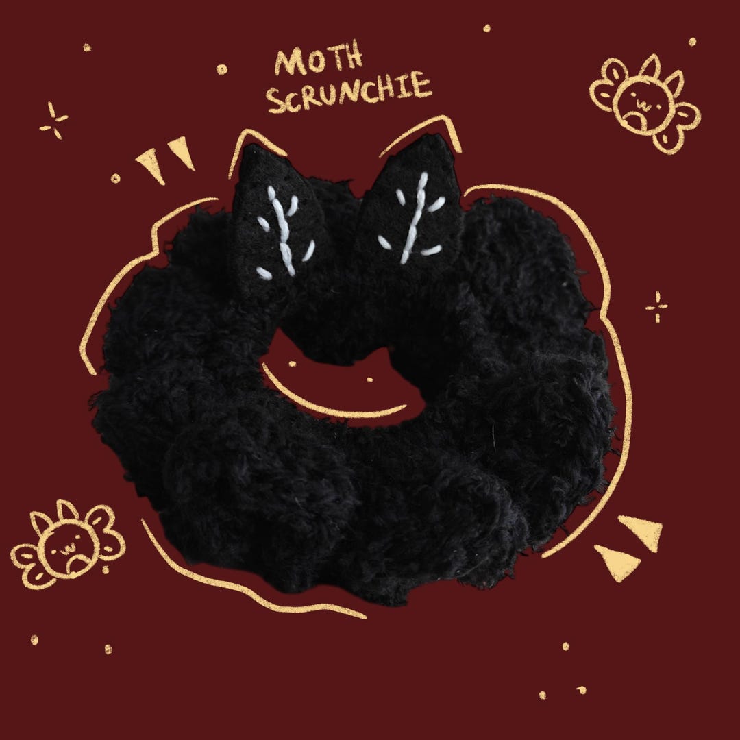 Fluffy Moth Scrunchie | Cute Crochet Inspired Mothman Cryptic Monster ...