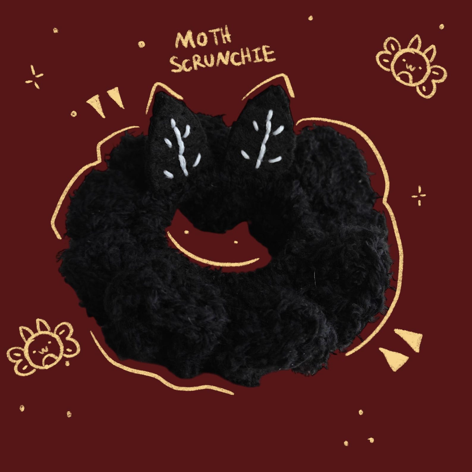 Fluffy Moth Scrunchie | Cute Crochet Inspired Mothman Cryptic Monster ...