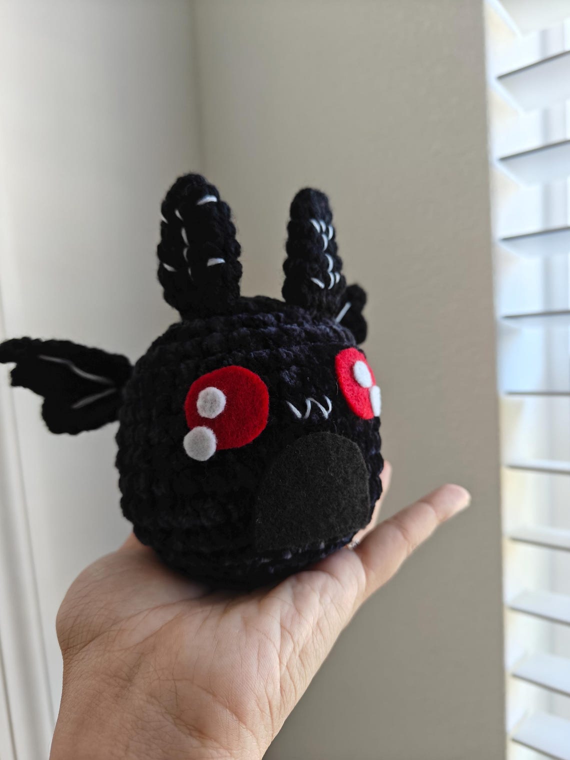 Handmade Crochet Mothman Keychain Velvet Yarn, Cute and Spooky Cryptid ...