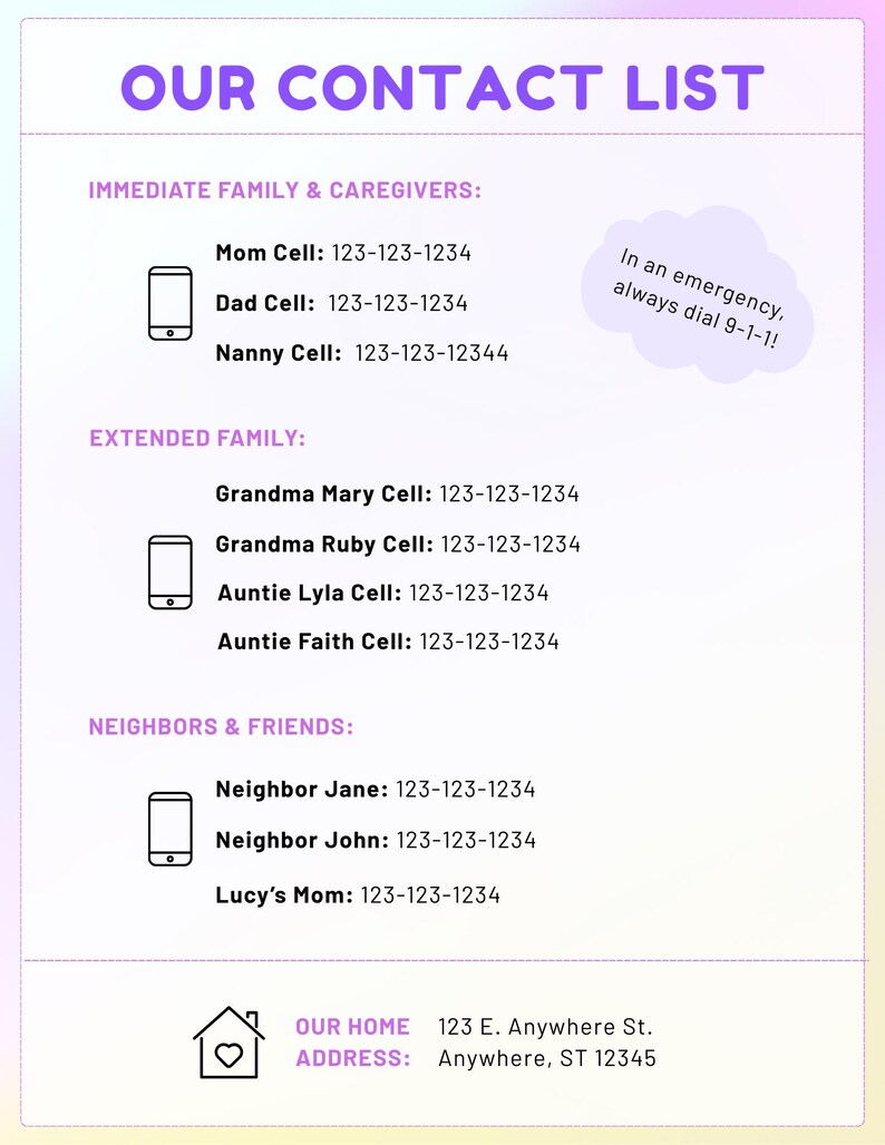 Family Contact List - Etsy
