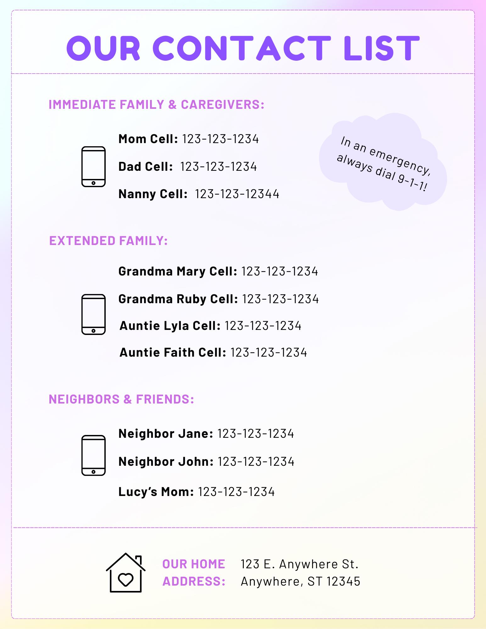 Family Contact List - Etsy