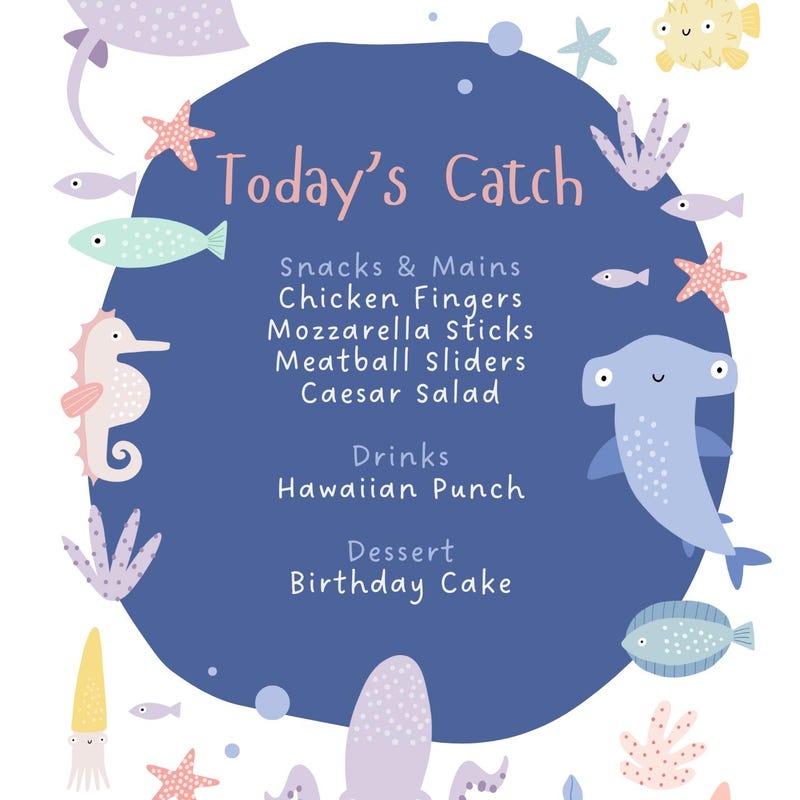 Kids Menu Template Ocean - Etsy