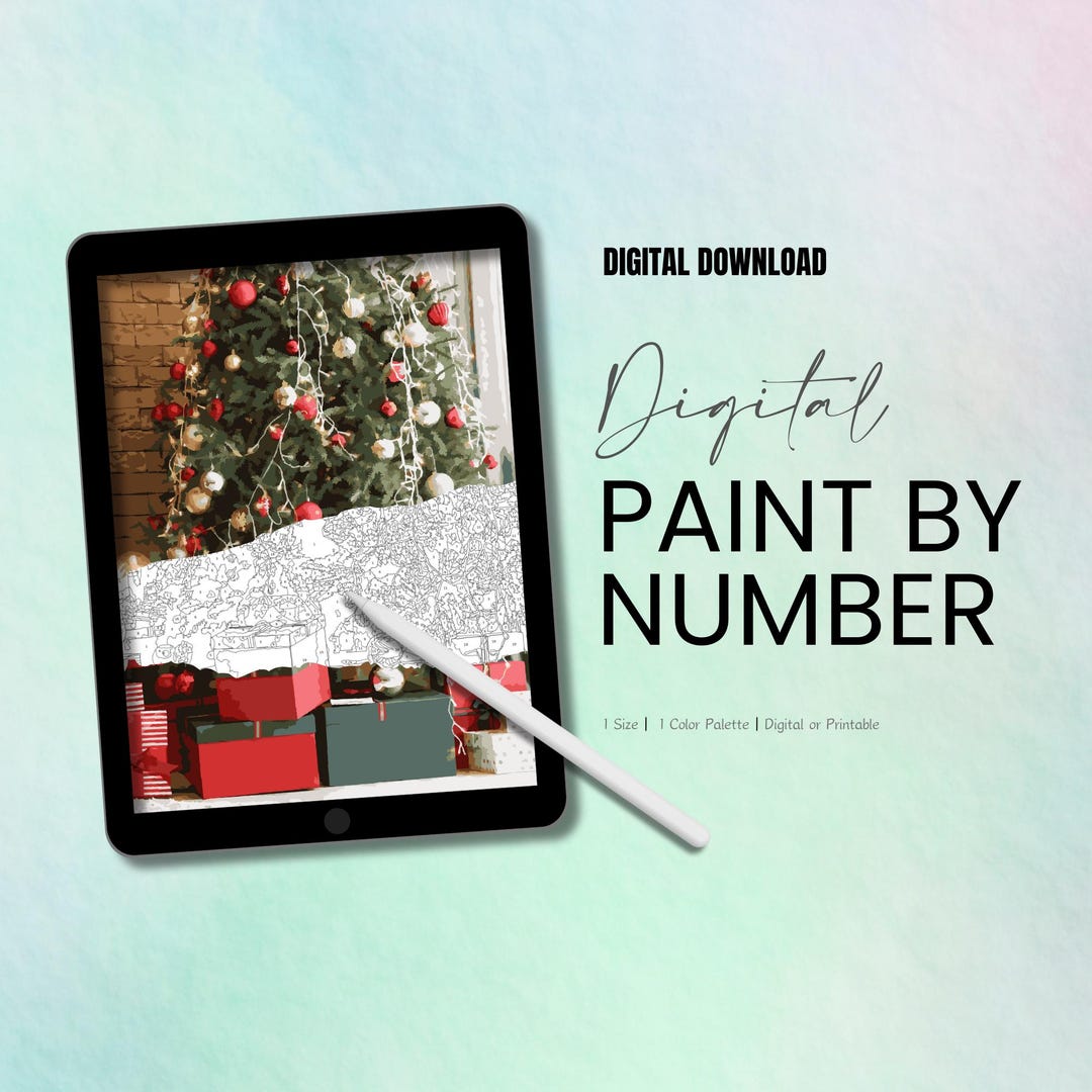 Christmas Tree & Presents Paint by Number Kit | Printable and Digital ...