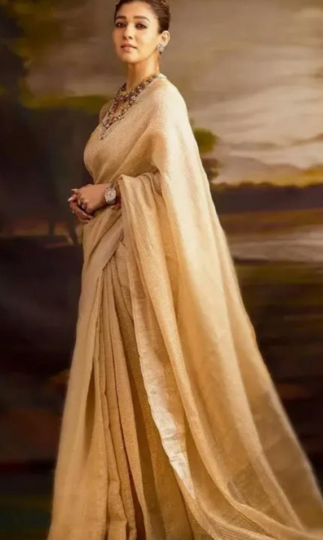 Nayan “golden Tissue Saree” - Etsy