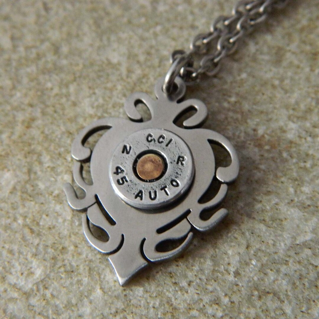 Stainless Steel Scallop Bullet Shell 45 Auto Riveted Necklace - Etsy