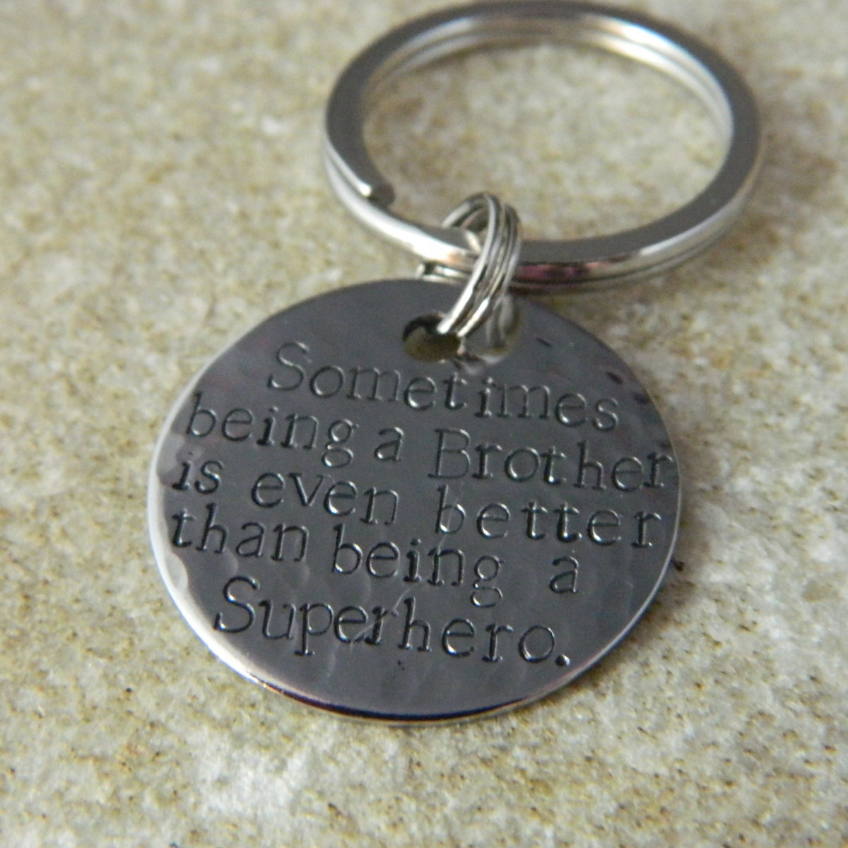 Brother Handstamped Keychain - Etsy