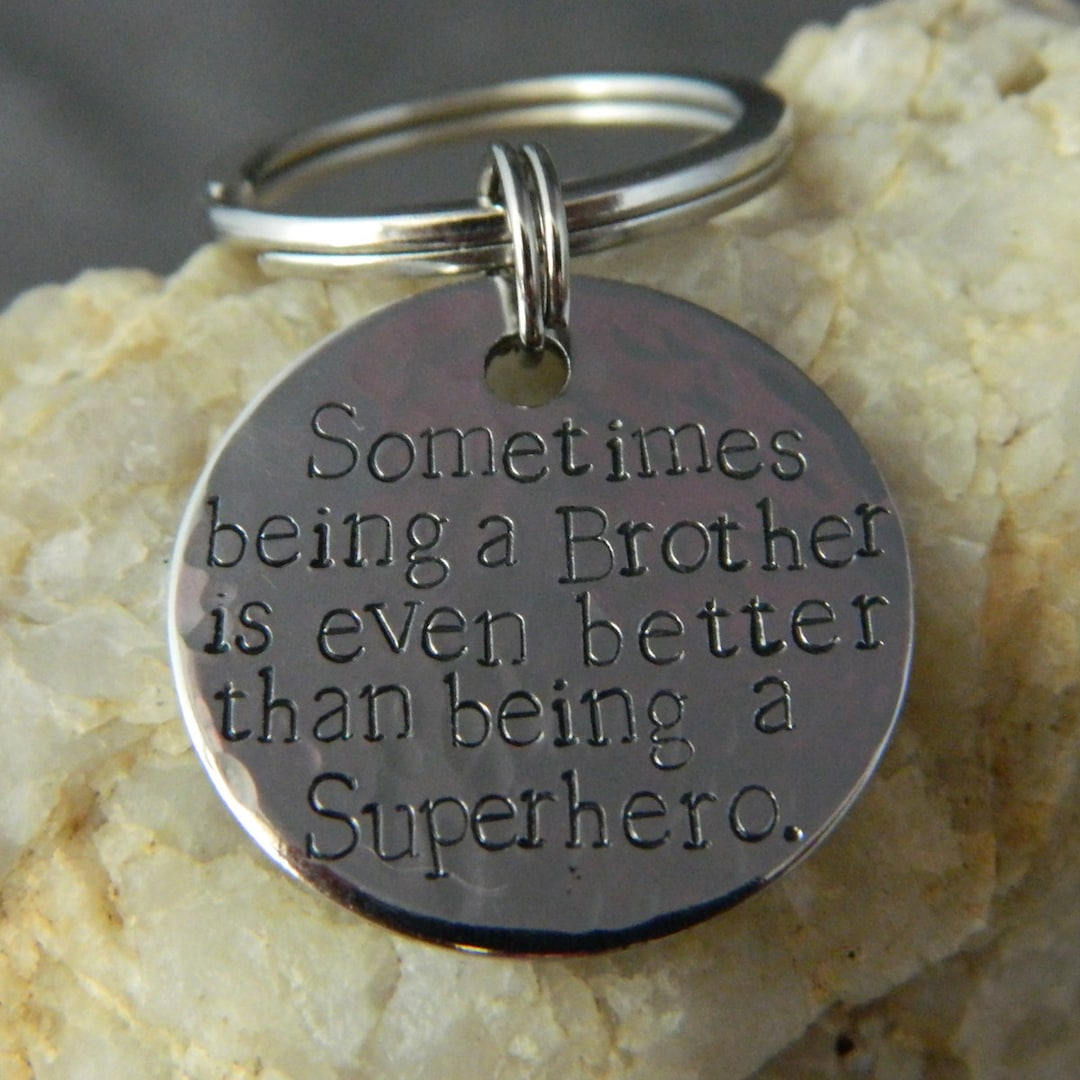 Brother Handstamped Keychain - Etsy