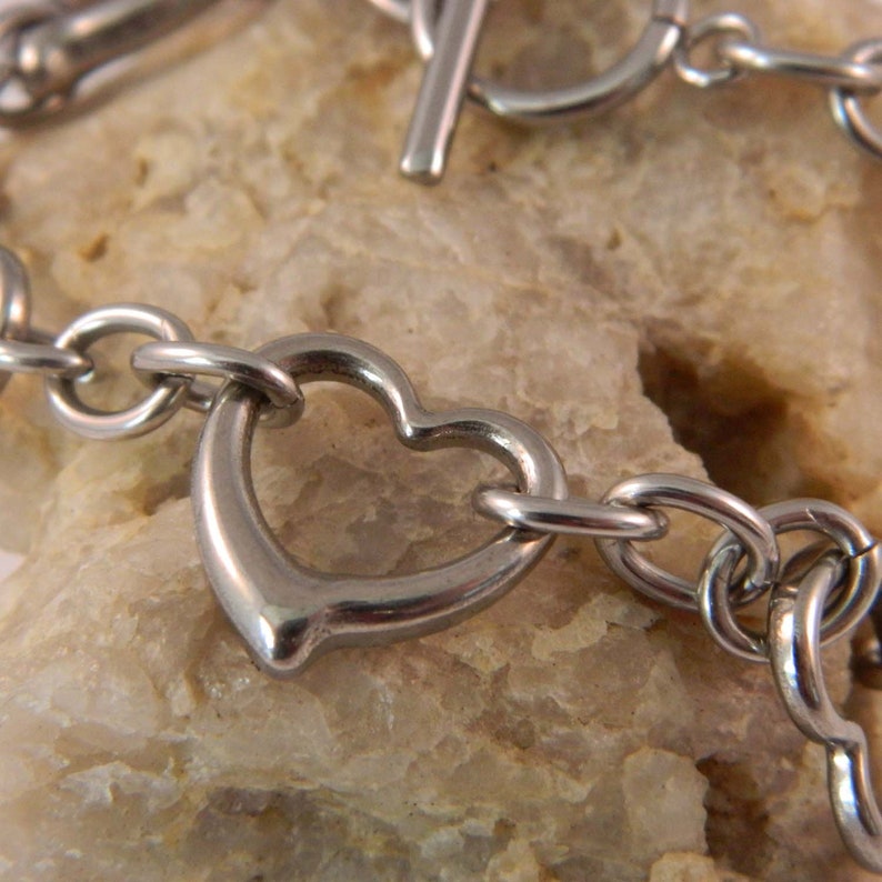 Small Open Heart Stainless Steel Bracelet - Etsy
