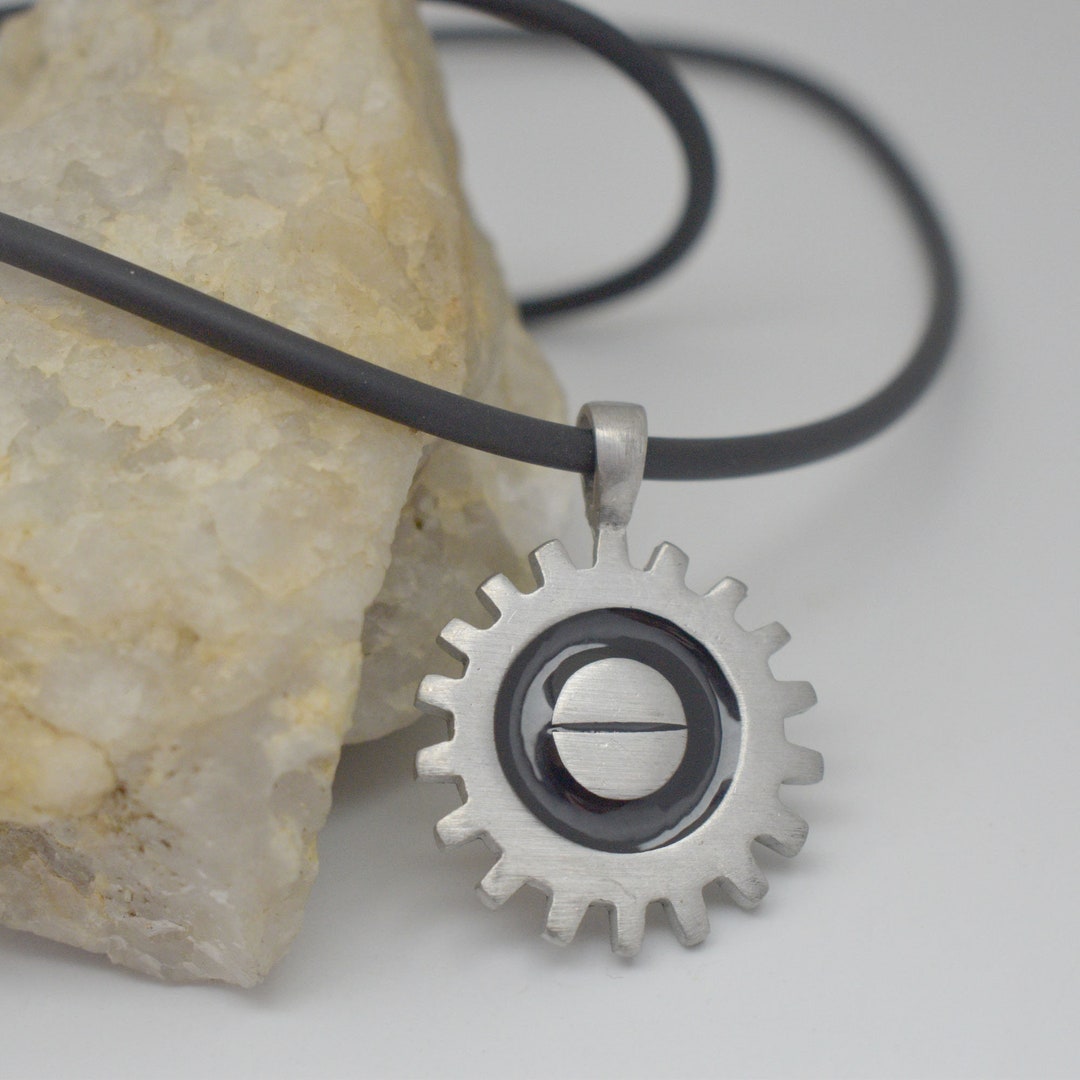 Gear Mechanic Pewter Men's Cord Necklace - Etsy