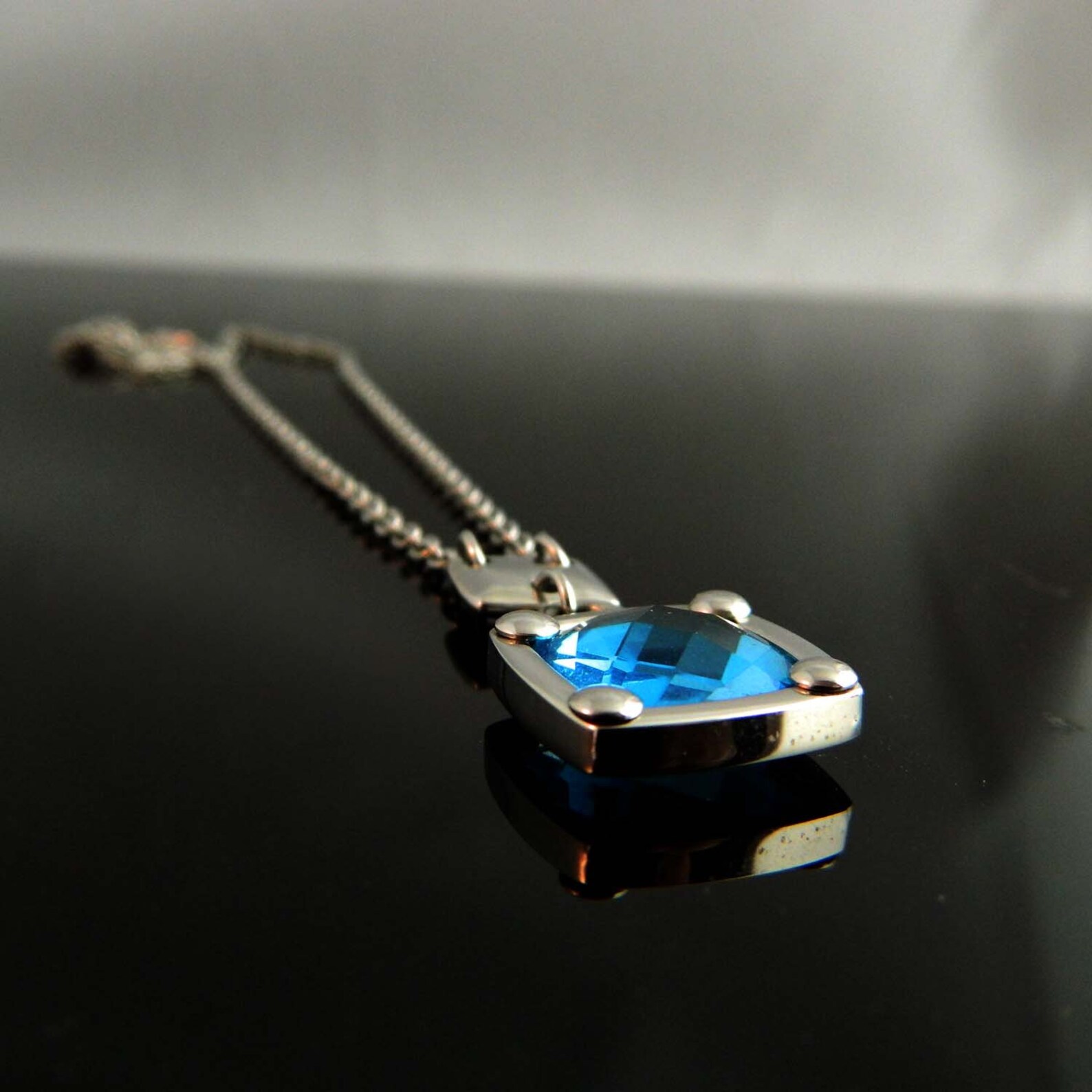 Modern Stainless Steel Blue Square Necklace - Etsy