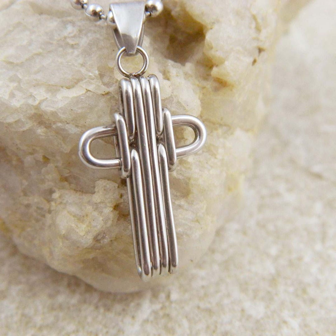 Small Stainless Steel Wire Cross Necklace - Etsy