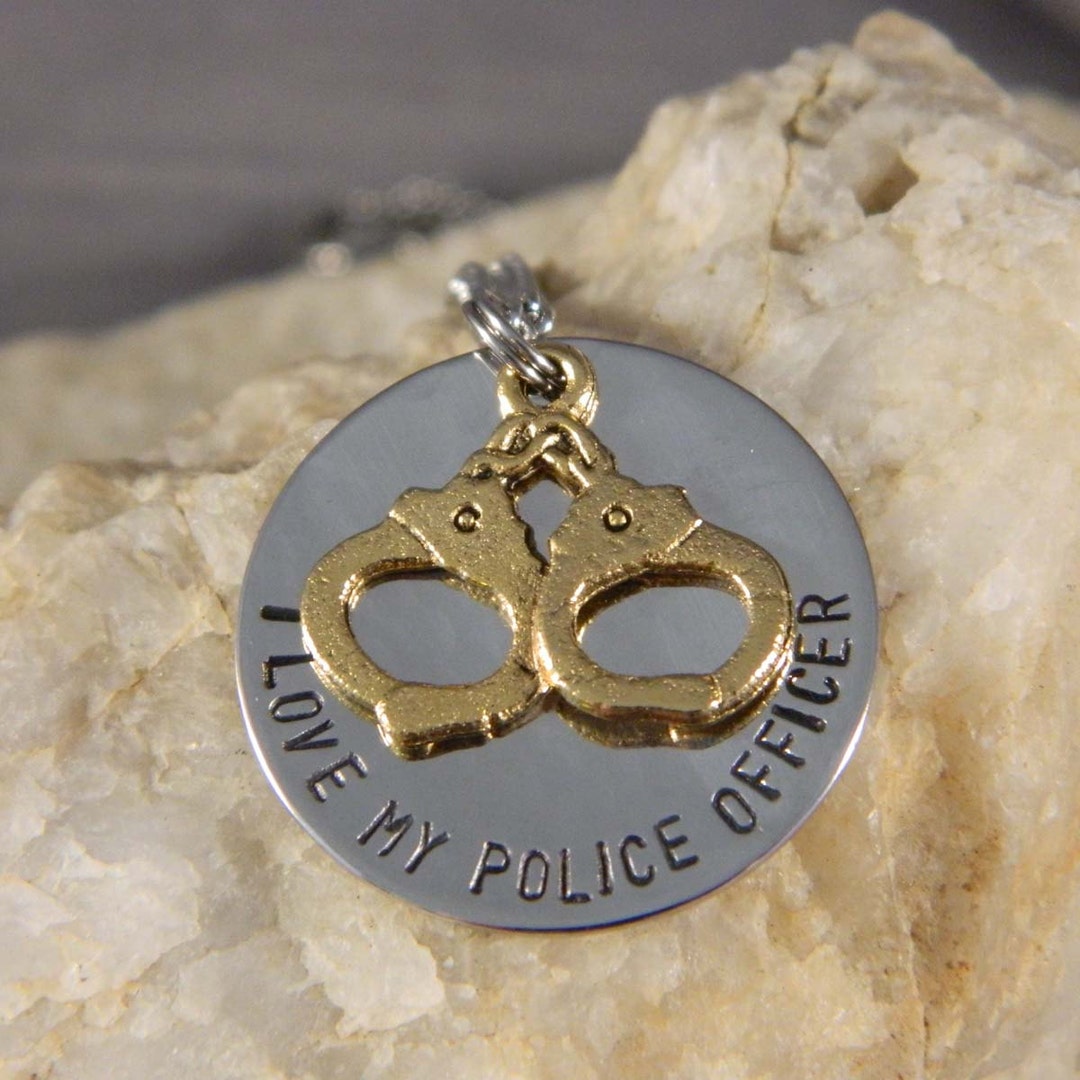 I Love My Police Officer Please Keep Safe With Gold Handcuffs - Etsy