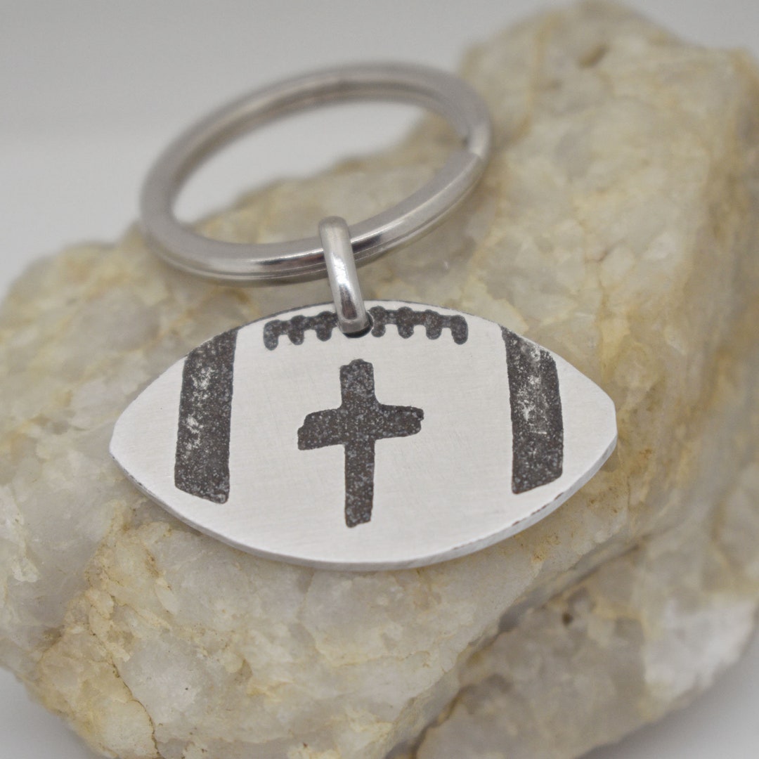 Football Cross Etched Aluminum Keychain - Etsy
